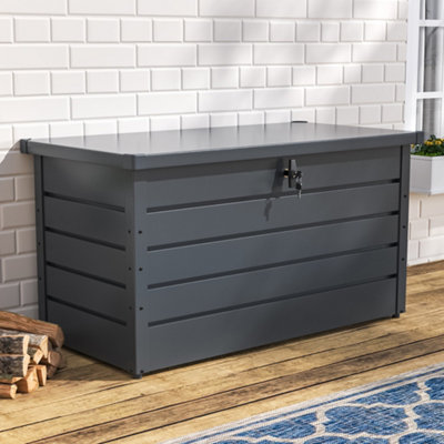 4 x 2 ft Black Flat Top Steel Garden Storage Box 350 L