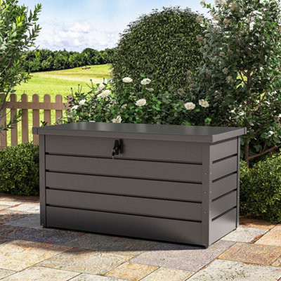 4 x 2 ft Grey Waterproof Metal Outdoor Garden Large Storage Box ...