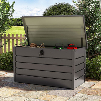 4 x 2 ft Grey Waterproof Metal Outdoor Garden Large Storage Box ...