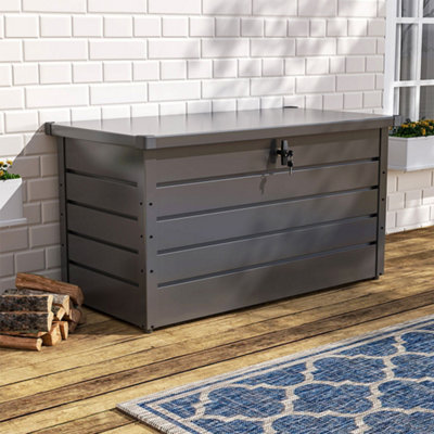 4 x 2 ft Grey Waterproof Metal Outdoor Garden Large Storage Box ...