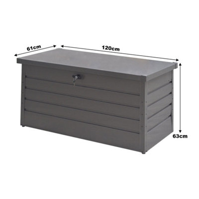 4 x 2 ft Grey Waterproof Metal Outdoor Garden Large Storage Box ...