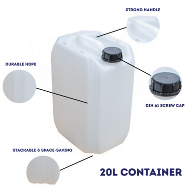 4 x 20 Litre HDPE Water Container Heavy Duty Stackable Plastic HDPE ...