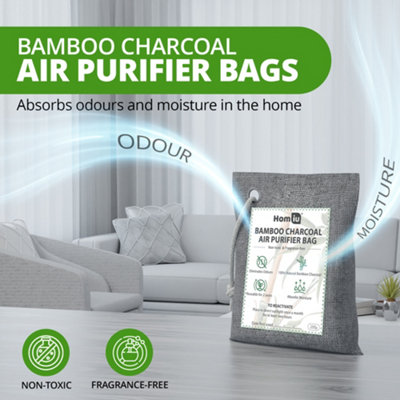 4 x 200g Bamboo Charcoal Air Purifying Bags - Reusable Eco-Friendly Air ...