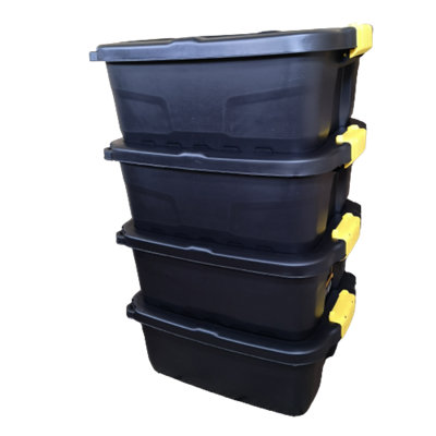 4 x 24L Heavy Duty Storage Boxes, Sturdy, Lockable, Stackable and ...