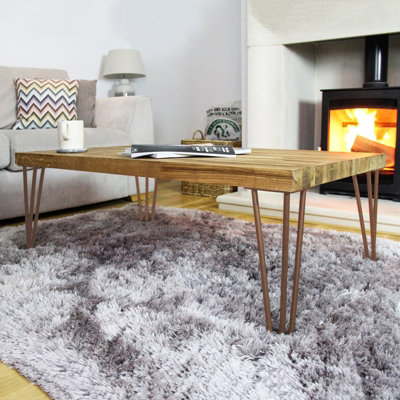 Buy 4 x 28" Hairpin Legs - 3 Prong - 10mm - Antique Copper at B&Q