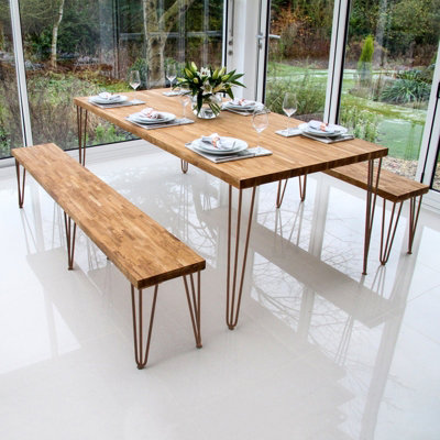 Buy 4 x 28" Hairpin Legs - 3 Prong - 10mm - Antique Copper at B&Q
