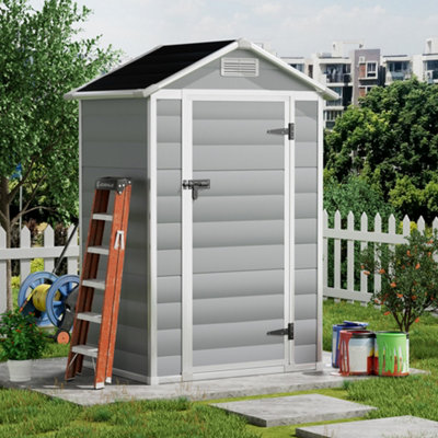 4 x 3 ft Waterproof Apex Roof Outdoor Plastic Shed Garden Storage Shed ...