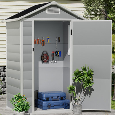 4 x 3 ft Waterproof Apex Roof Outdoor Plastic Shed Garden Storage Shed ...