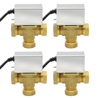 4 x 3 Port Mid Position Motorised Valve 28mm Connection for Central ...