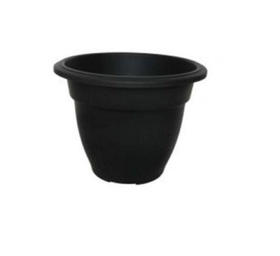 4 x 38cm Black Colour Round Bell Plant Pot Flower Planter Plastic ...