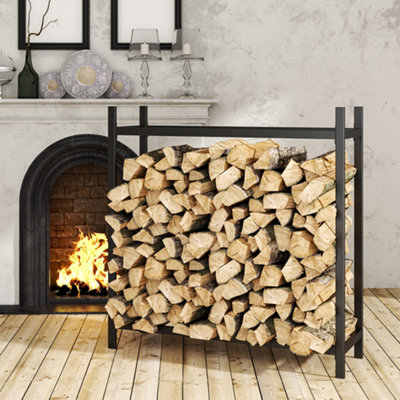 4 x 4 ft Rectangular Metal Black Powder Coated Fireplace Log Storage ...