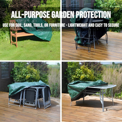 4 x 4 m Tarpaulin Cover - Green 90GSM - Waterproof, Frost-Resistant, UV ...