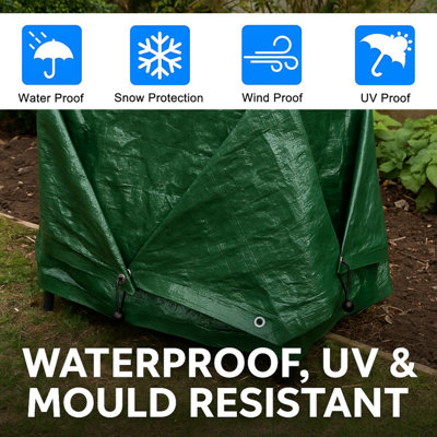 4 x 4 m Tarpaulin Cover - Green 90GSM - Waterproof, Frost-Resistant, UV ...