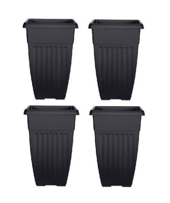 4 x 55cm Tall Athens Plant Pot Flared Garden Plastic Patio Flower ...