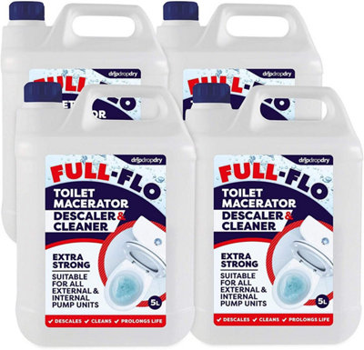 4 x 5L Full-FLO Toilet Macerator Descaler & Cleaner - Suitable for All ...