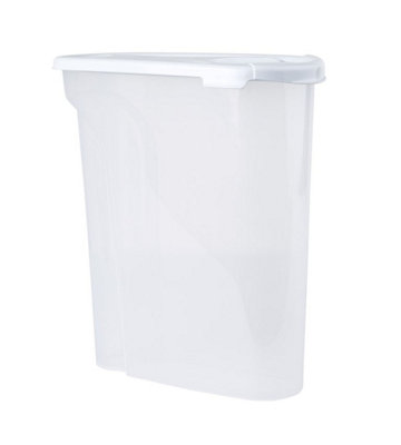 4 x 5L Large Cereal Dispenser Dry Food Storage Tub Clear With White Lid ...