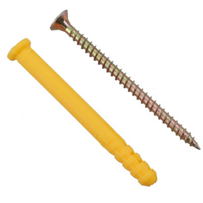 4 x 60mm Countersunk Screws And Wall Raw Plugs For Wood Concrete Brick 30pc
