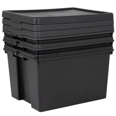 4 x 96L Extra Large Super Strong Black Impact Resistant Heavy Duty ...