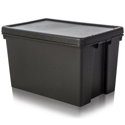 4 x Black recycled plastic 62L Storage Box