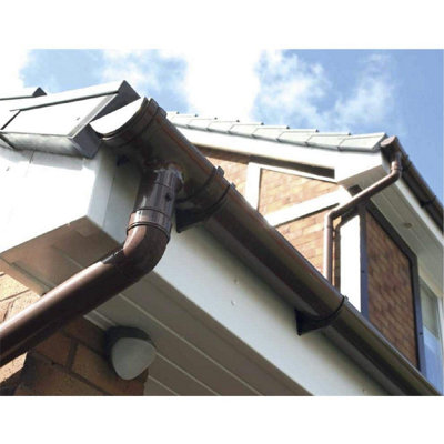 4 x Brown Half Round Fascia Gutter Brackets, Freeflow 112mm Rain Water ...