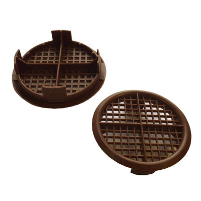 4 x Brown Plastic 70mm Round Soffit Air Vents/UPVC Push Fit Eaves Disc ...