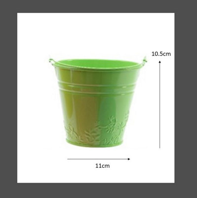 4 x Childs Metal Bucket Planter Zinc Flower Pot Tin Pen Pot Craft Pot ...
