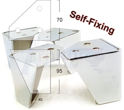 4 x Chrome Furniture Feet 60mm High Self Fixing Metal Legs Sofas Chairs ...