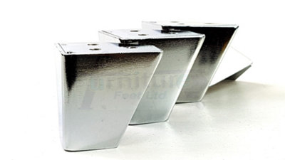 4 x Chrome Furniture Feet 60mm High Self Fixing Metal Legs Sofas Chairs ...