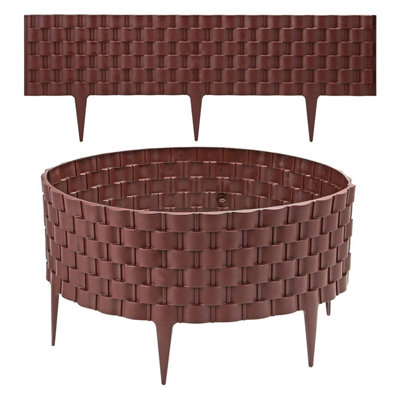 4 X Decorative Brown Faux Rattan Effect Garden Border - Plastic Garden ...