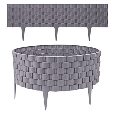 4 X Decorative Grey Faux Rattan Effect Garden Border - Plastic Garden ...
