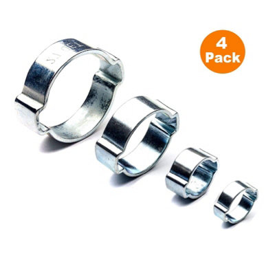 4 x Double Ear O Clips Fuel Clamps, Water Coolant Pipes Air Hydraulic ...