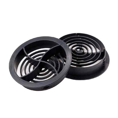 4 x Easy-Trim Black Plastic 70mm Round Soffit Air Ventilation Roof Discs
