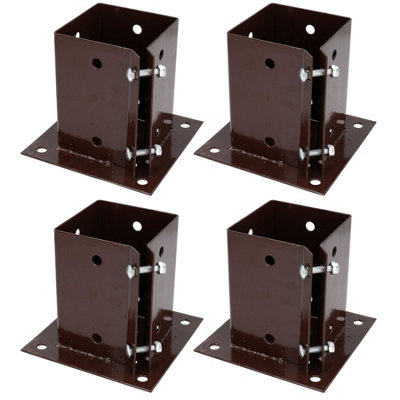 4 x Fence Post Decking Bolt Down Support Holder Clamp For Posts 100mm x ...