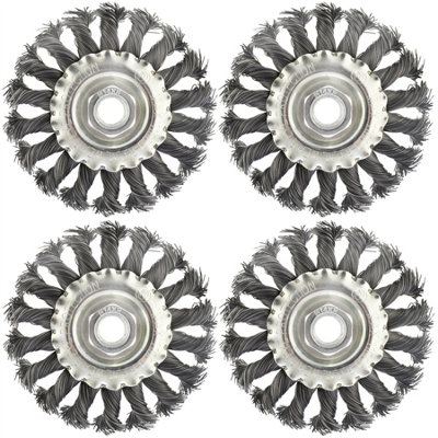 4 x Flat Twist Knot Wire Wheel Brush 100mm M14 x 2 Deburring Angle Grinder