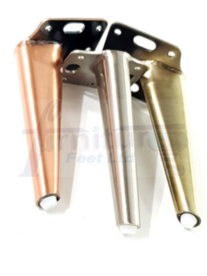 4 x FURNITURE FEET METAL CHROME FURNITURE LEGS 155mm HIGH SOFAS CHAIRS ...