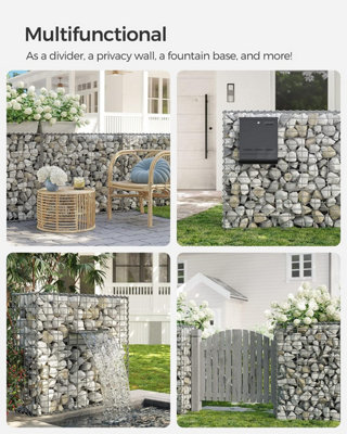 4 x Gabion Stone Wire dia 4mm Mesh size 10 x 5cm Galvanized 100 x 90 x ...