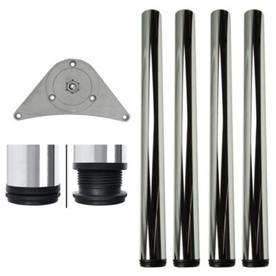 4 x Heavy Duty Adjustable Chrome Table Legs / Breakfast Bar / Desk ...