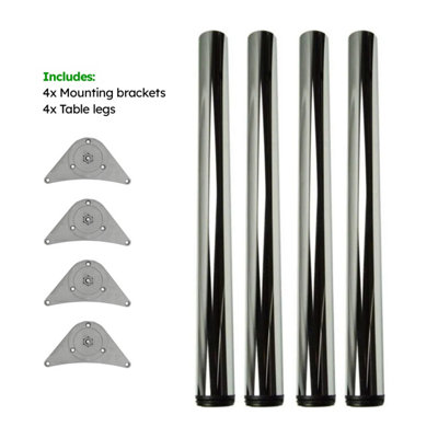 4 x Heavy Duty Adjustable Chrome Table Legs / Breakfast Bar / Desk ...