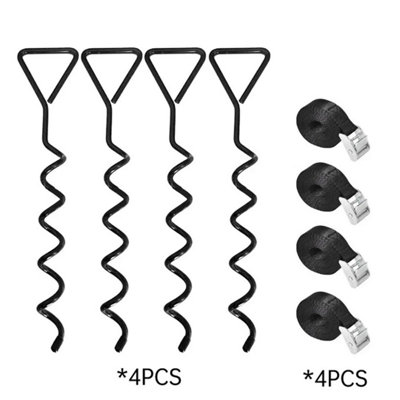4 X Heavy Duty Trampoline Anchor Ground Pegs Tie Down Kit Corkscrew Spiral