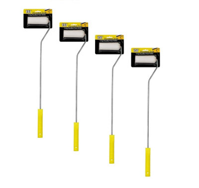 4 x Mini Long Handled Paint Roller 4 Inch Foam Roller Sponge 50cm Long ...