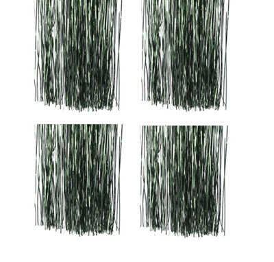 4 x Pine Green Lametta Foil Tinsel Garland Strand Christmas Tree Decor ...