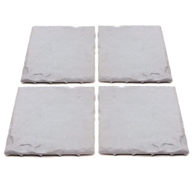 4 x Plastic Patio Stepping Stones - Weatherproof Concrete Effect Anti ...