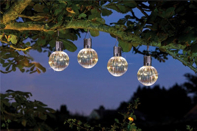 4 x Smart Garden Eureka Orb Hanging Solar Light Bulb Lantern Tree LED ...