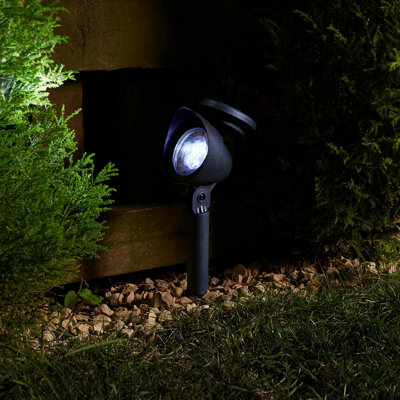 4 x Solar Powered Spotlights - 5 Lumen Bright Outdoor Garden Stake ...