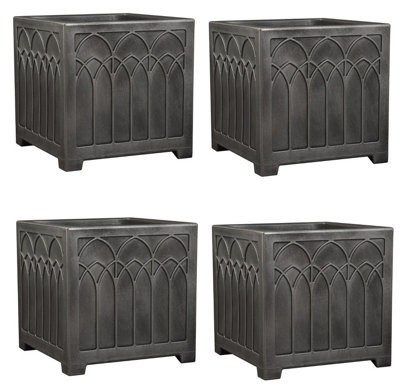 4 x Strata 32cm Gothic Planter GN567-PEW-ST Grey Planter