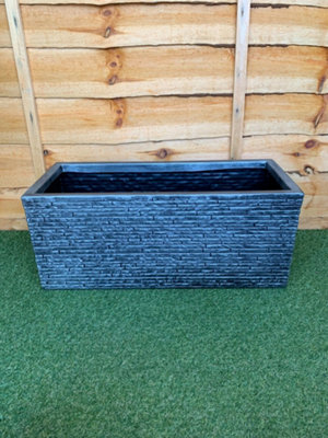 4 x Strata 60cm Brick Effect Trough GN576-PEW-ST Grey Trough