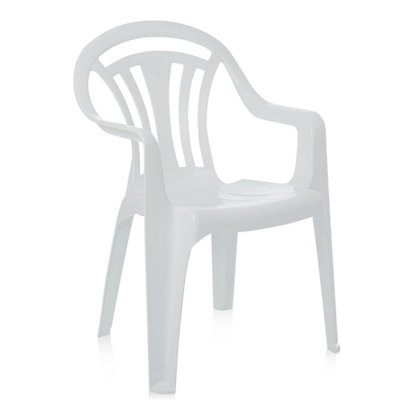 4 x White Stackable Low Back Outdoor Space Saving Garden Plastic Patio ...