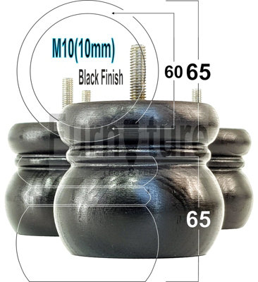 4 x WOODEN BUN FEET REPLACEMENT FURNITURE LEGS 60mm HIGH SOFAS CHAIRS ...