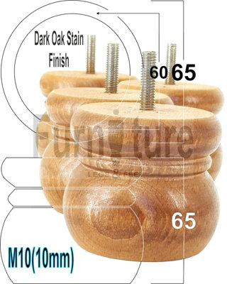 4 x WOODEN BUN FEET REPLACEMENT FURNITURE LEGS 60mm HIGH SOFAS CHAIRS ...