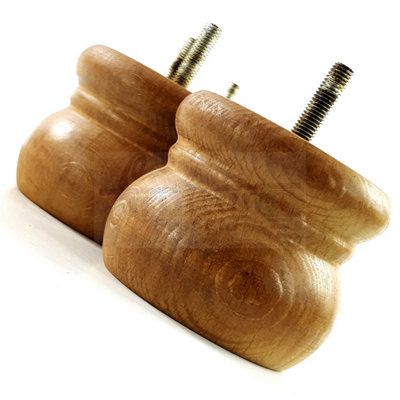 4 x WOODEN BUN FEET REPLACEMENT FURNITURE LEGS 60mm HIGH SOFAS CHAIRS ...